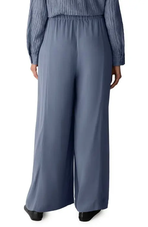 Eileen Fisher Pull-on Satin Wide-leg Pants - Flint