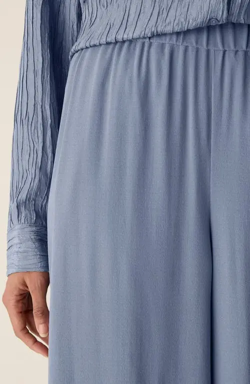 Eileen Fisher Pull-on Satin Wide-leg Pants - Flint
