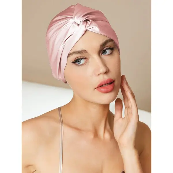 SILKSILKY Knot-front Hair Bonnet - Pink