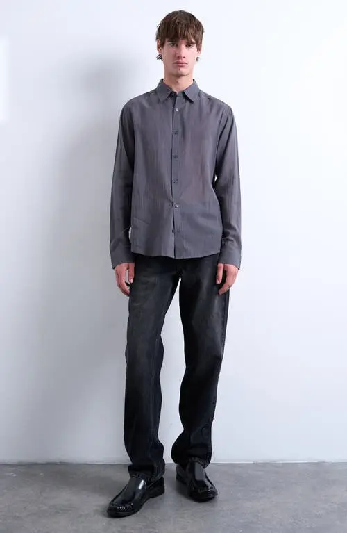 Topman Pinstripe Semisheer Cotton Button-up Shirt