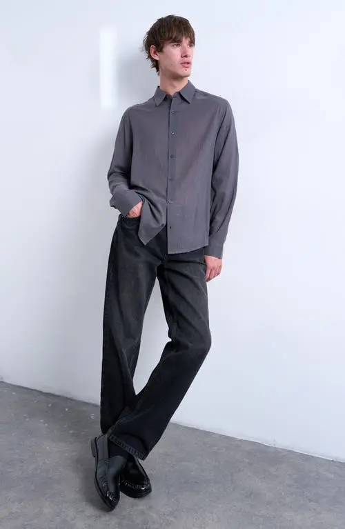 Topman Pinstripe Semisheer Cotton Button-up Shirt