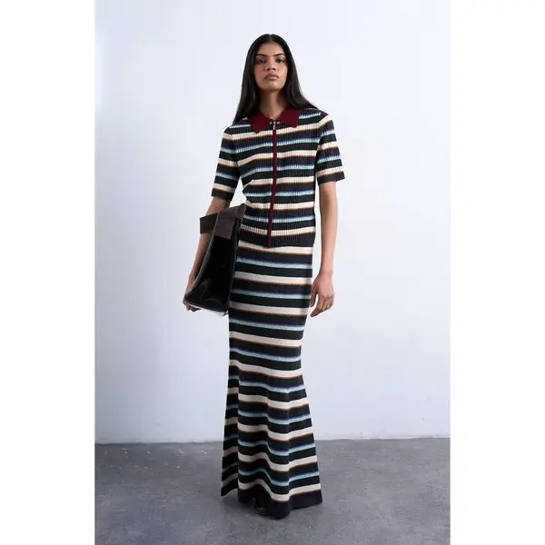 Topshop Stripe Knit Maxi Skirt