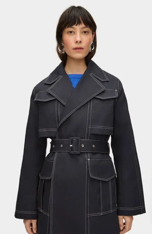 ALIGNE Elsa Topstitch Detail Organic Cotton Trench Coat