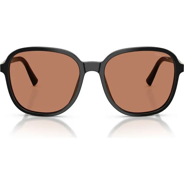 Miu Miu 58mm Polarized Pillow Sunglasses - Black/brown
