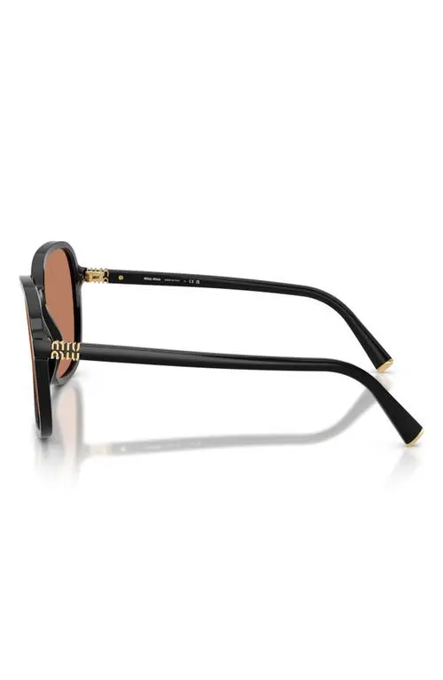 Miu Miu 58mm Polarized Pillow Sunglasses - Black/brown