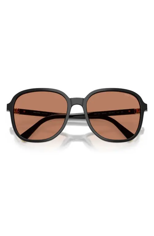 Miu Miu 58mm Polarized Pillow Sunglasses - Black/brown