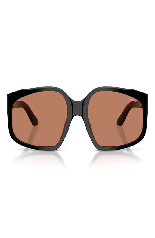 Miu Miu 59mm Polarized Irregular Sunglasses - Black/brown