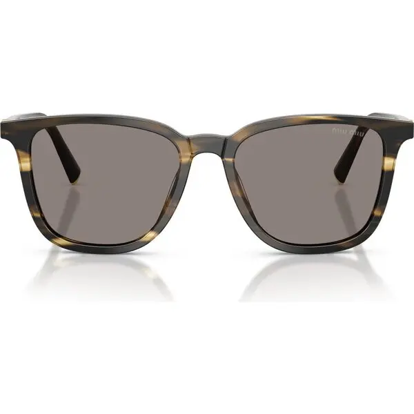 Miu Miu 53mm Square Frame Sunglasses - Striped Loden/dark Grey