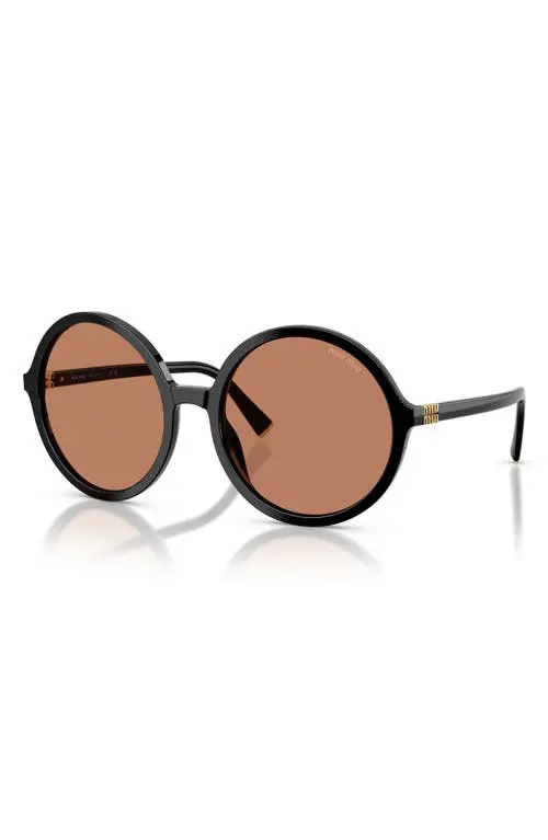 Miu Miu 59mm Round Frame Sunglasses - Black/brown