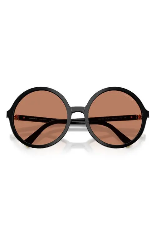 Miu Miu 59mm Round Frame Sunglasses - Black/brown