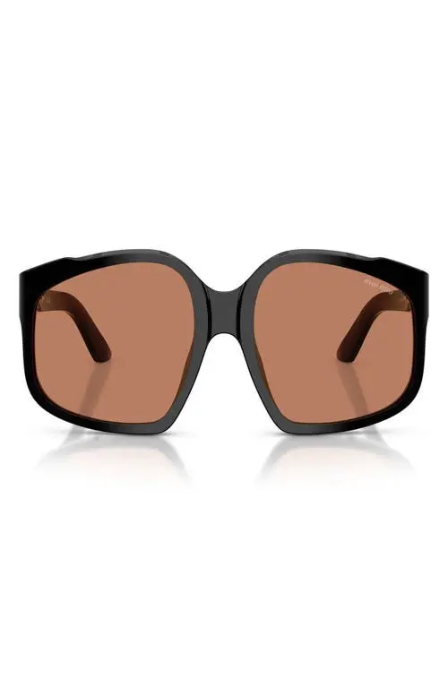 Miu Miu 59mm Polarized Irregular Sunglasses - Black/brown