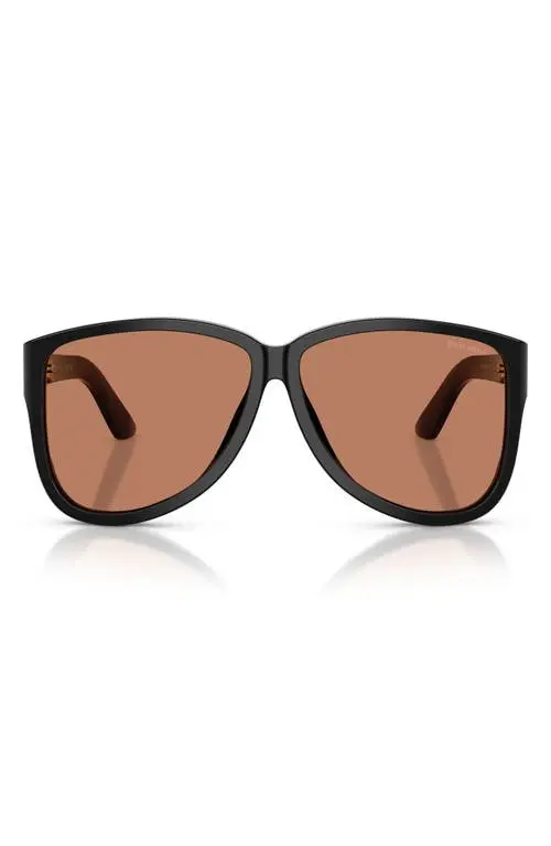 Miu Miu 61mm Oversized Pilot Sunglasses - Black/brown