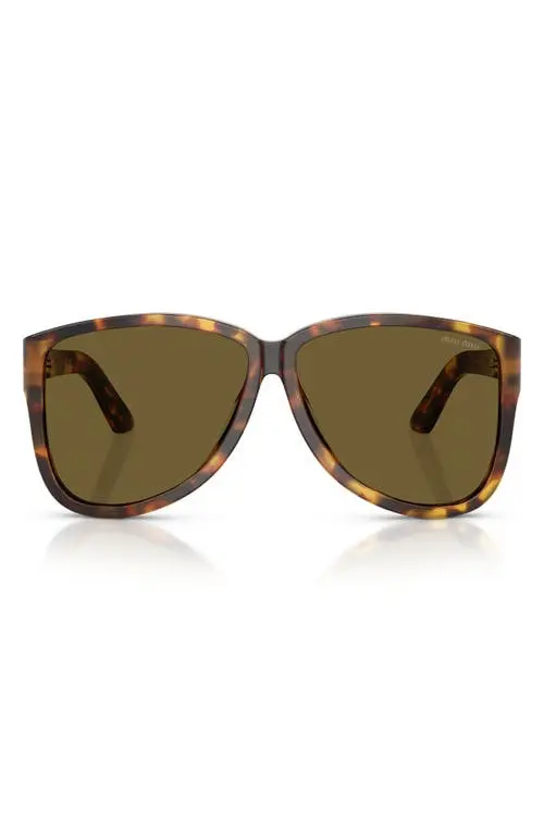 Miu Miu 61mm Oversized Pilot Sunglasses - Honey Havana/dark Brown