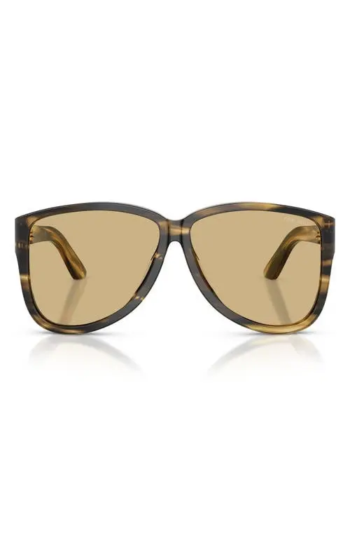 Miu Miu 61mm Oversized Pilot Sunglasses - Striped Loden/yellow