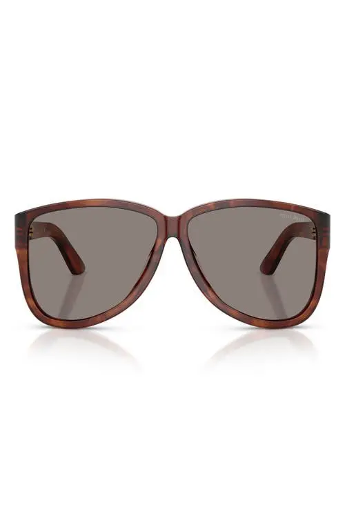 Miu Miu 61mm Oversized Pilot Sunglasses - Striped Tobacco/dark Grey
