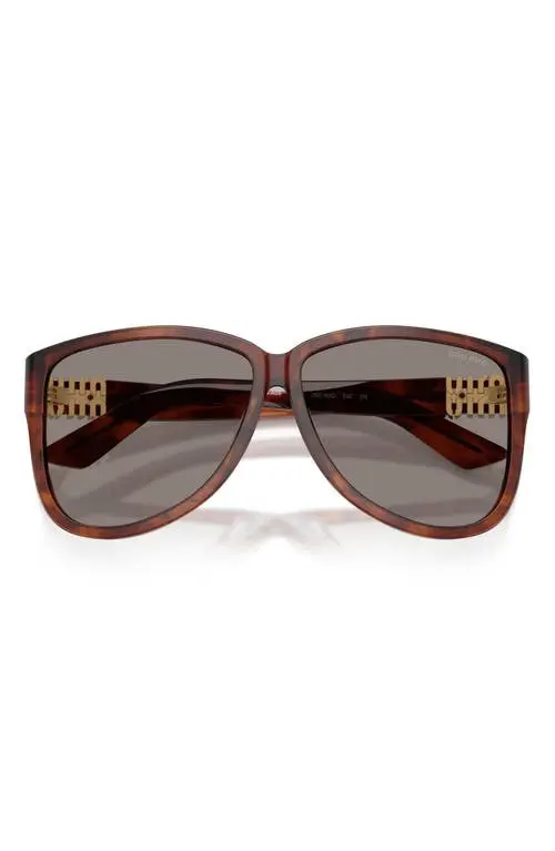 Miu Miu 61mm Oversized Pilot Sunglasses - Striped Tobacco/dark Grey