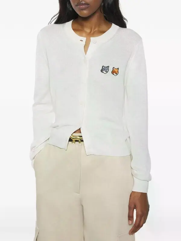 Maison Kitsuné Fox-motif Buttoned Cardigan - Neutrals