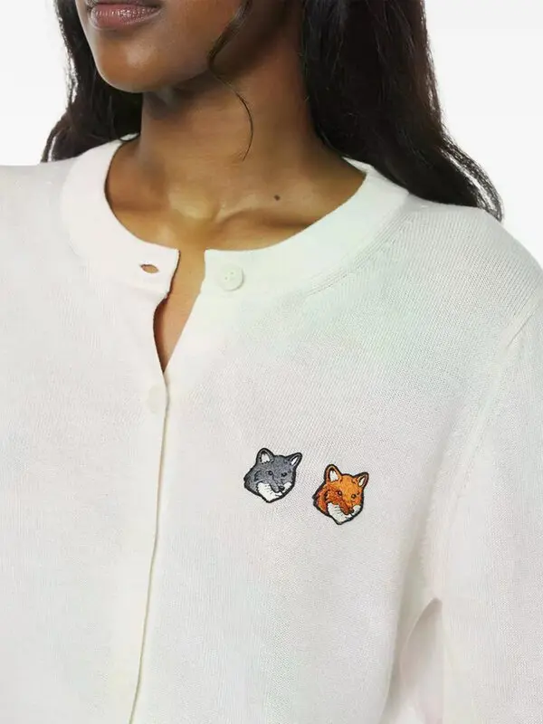 Maison Kitsuné Fox-motif Buttoned Cardigan - Neutrals