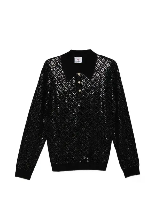 Casablanca Patterned Buttoned Polo Shirt