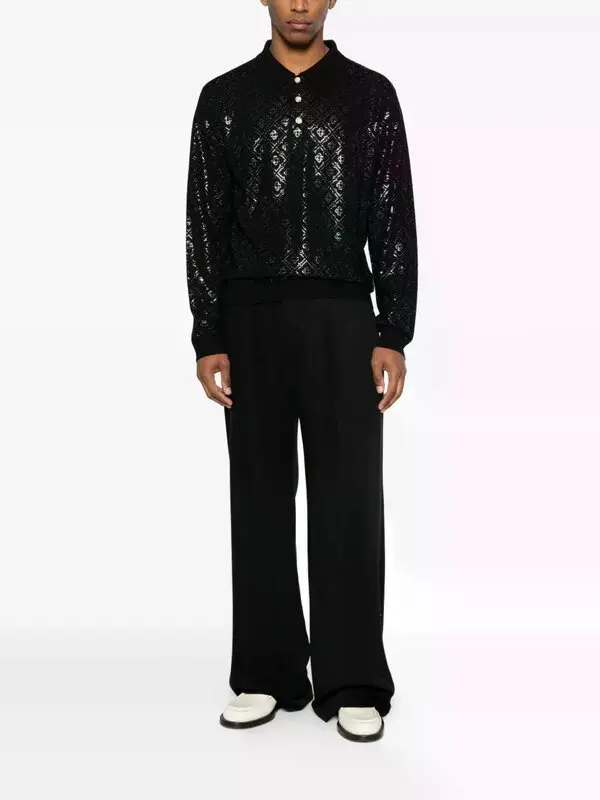 Casablanca Patterned Buttoned Polo Shirt