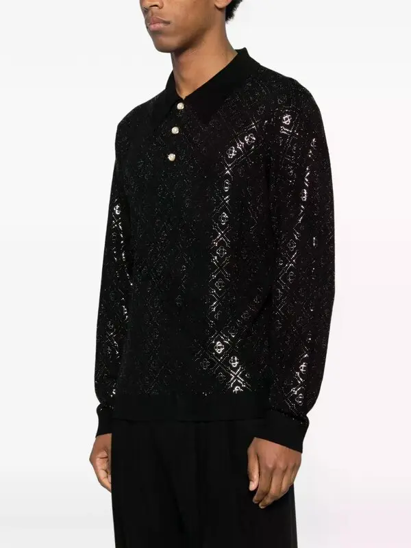 Casablanca Patterned Buttoned Polo Shirt
