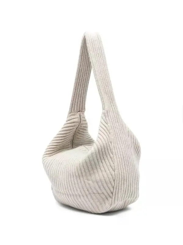 AYA MUSE Ribbed Zip Shoulder Bag - Neutrals