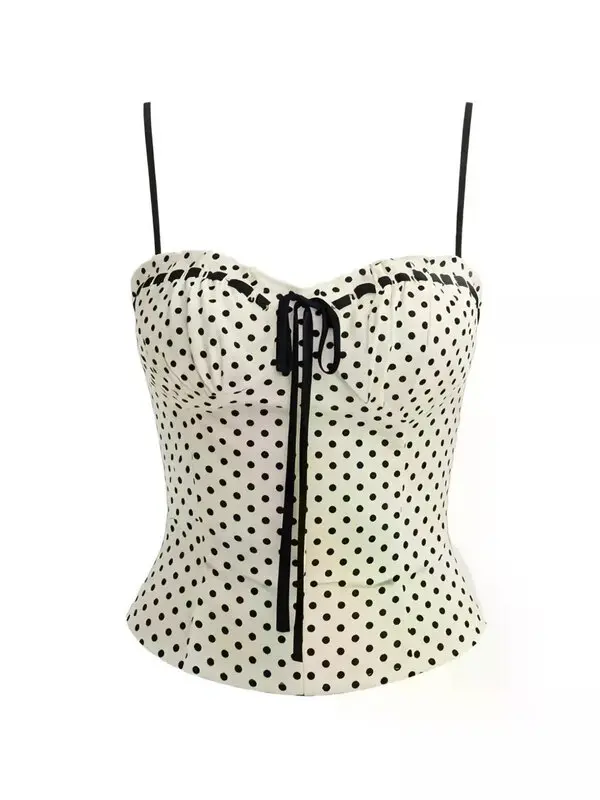 REFORMATION Andrea Polka Dot Tie Top