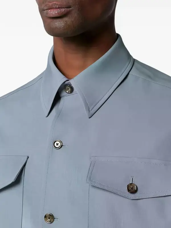 LARDINI Buttoned Shirt Jacket - Blue