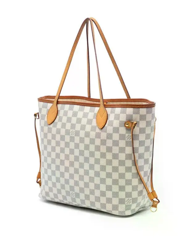 LOUIS VUITTON 2014 Damier Azur Neverfull Mm Tote Bag - White
