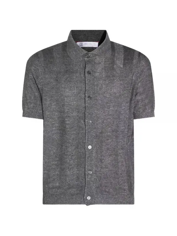 Brunello Cucinelli Button Linen Shirt - Grey
