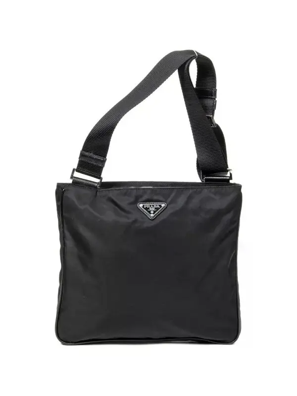 Prada Top-zip Shoulder Bag With Logo Plaque
