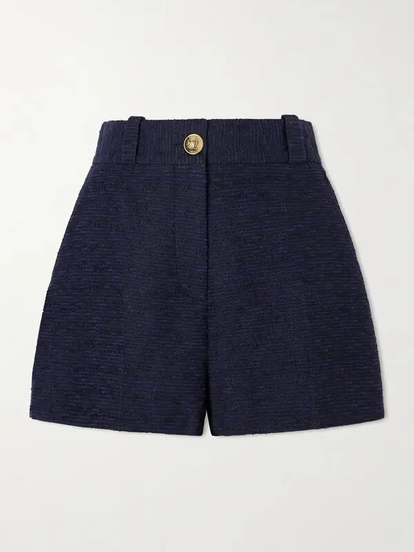 BLAZÉ MILANO Cotton-blend Tweed Shorts - Blue