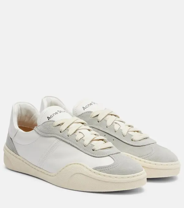 Acne Studios Suede-trimmed Leather Sneakers - White