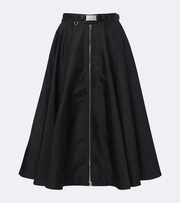Prada Re-nylon Belted Midi Skirt - Black