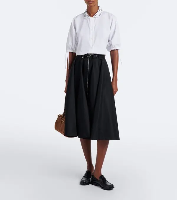 Prada Re-nylon Belted Midi Skirt - Black