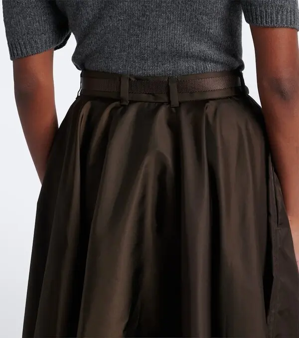 Prada Re-nylon Belted Midi Skirt - Brown