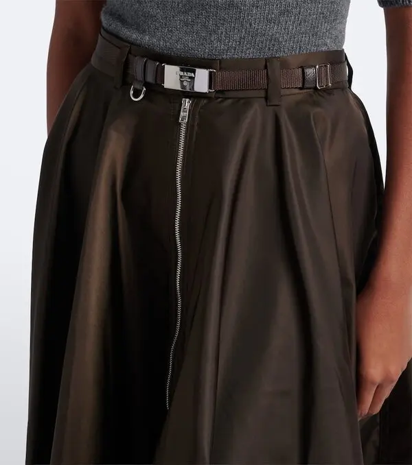 Prada Re-nylon Belted Midi Skirt - Brown