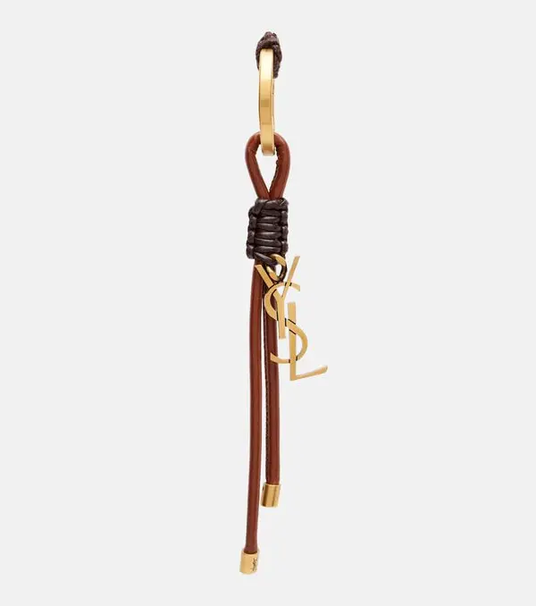 Saint Laurent Cassandre Leather Keyring - Brown