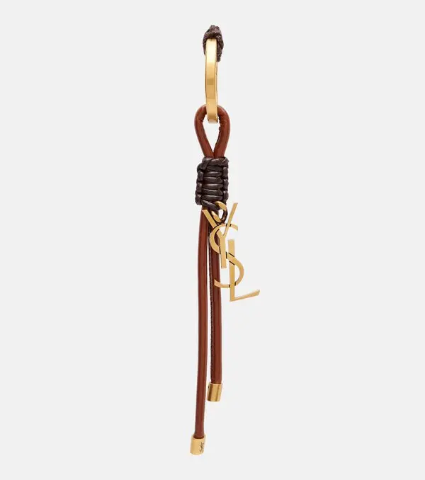 Saint Laurent Cassandre Leather Keyring - Brown