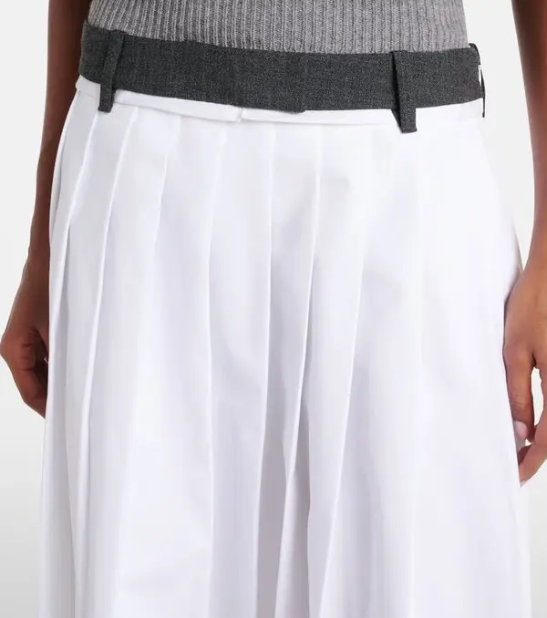 Prada Pleated Cotton Midi Skirt