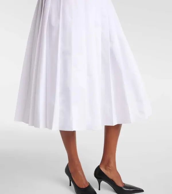 Prada Pleated Cotton Midi Skirt
