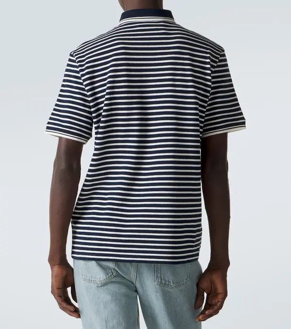 Valentino Garavani Vlogo Striped Cotton Polo Shirt - White