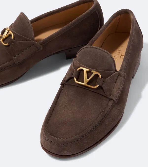 Valentino Garavani Vlogo Suede Loafers - Brown