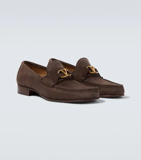 Valentino Garavani Vlogo Suede Loafers - Brown