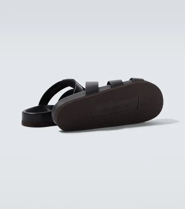 Valentino Garavani Studshield Vlogo Leather Sandals - Black