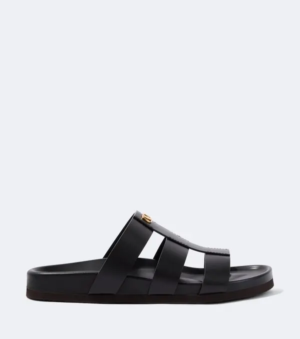 Valentino Garavani Studshield Vlogo Leather Sandals - Black