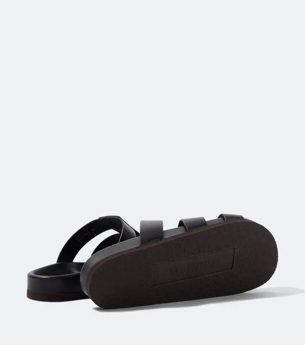 Valentino Garavani Studshield Vlogo Leather Sandals - Black
