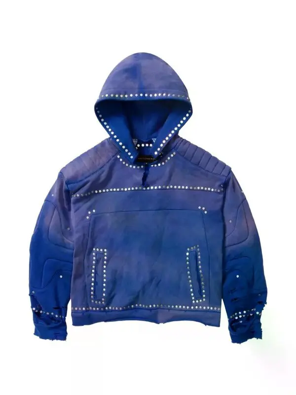 WHO DECIDES WAR Hardware Amour Stud-embellished Hoodie - Blue