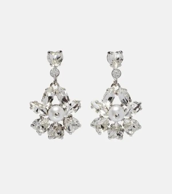 Simone Rocha Embellished Faux Pearl Drop Earrings - Silver