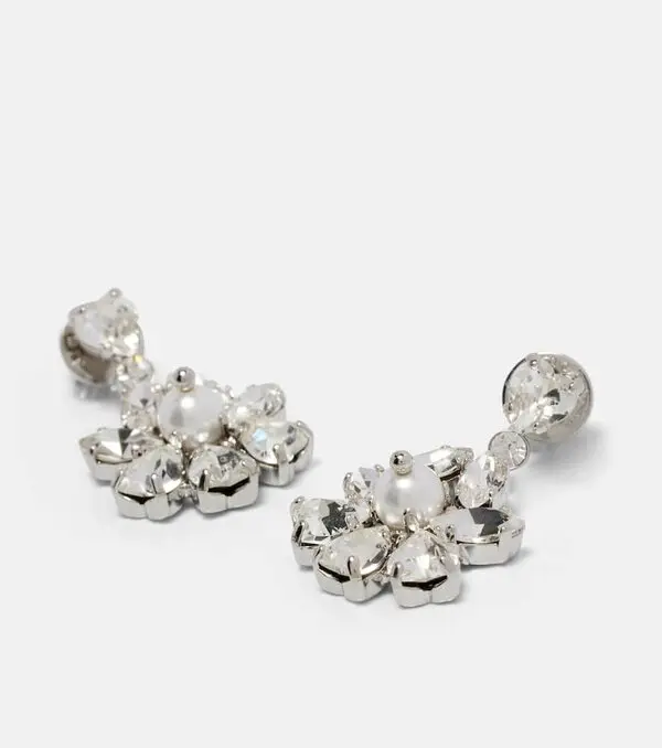 Simone Rocha Embellished Faux Pearl Drop Earrings - Silver
